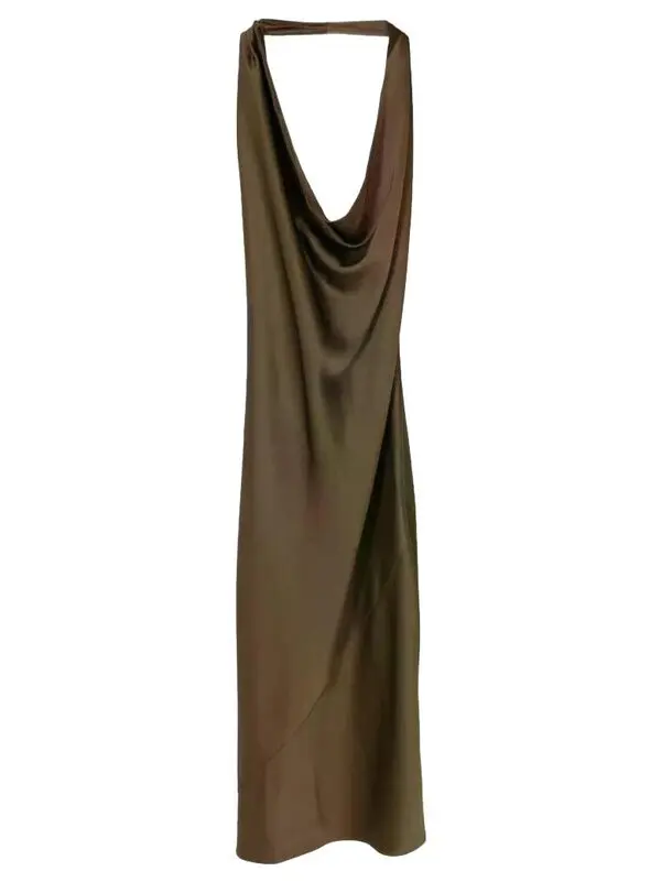 Alejandra Alonso Rojas Draped Halter Midi Dress - Brown