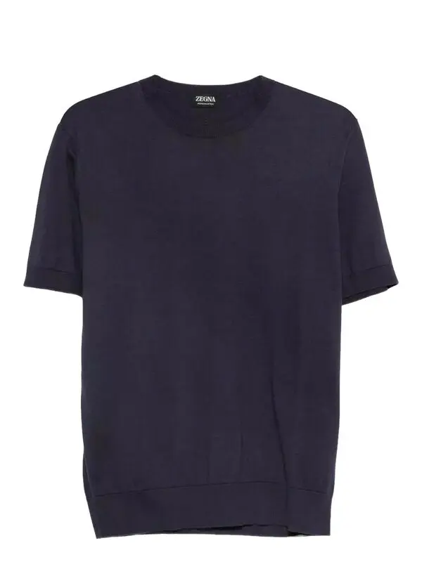 Zegna Short-sleeved Knitted T-shirt - Blue
