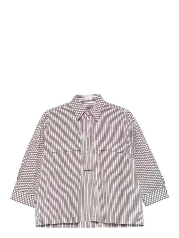 Brunello Cucinelli Striped Pocket Blouse - Red