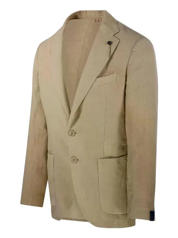 SANTANIELLO Buttoned Single-breasted Blazer - Neutrals