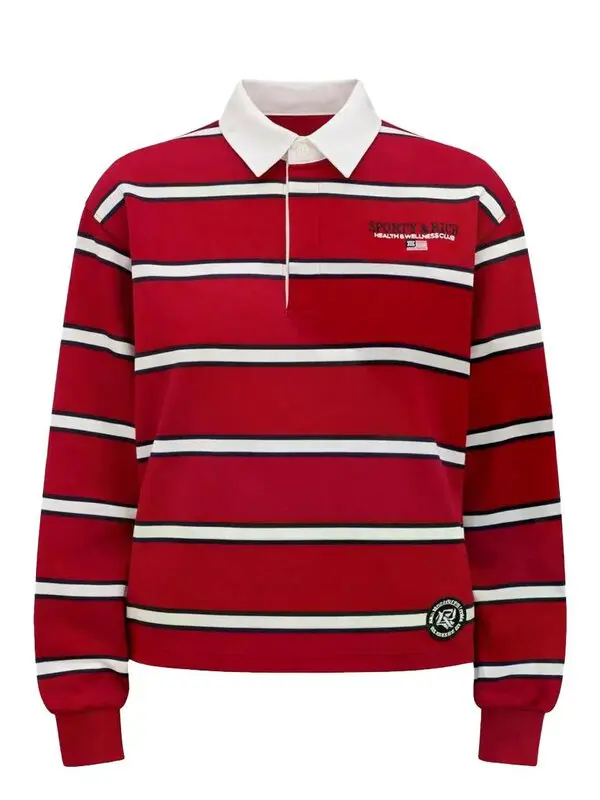 SPORTY & RICH Striped Polo Shirt - Red