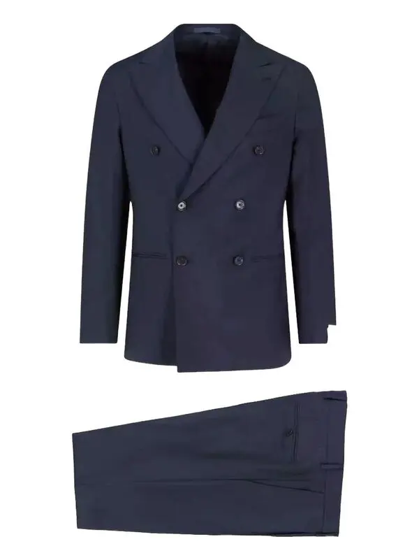 Caruso Double-breasted Suit - Blue