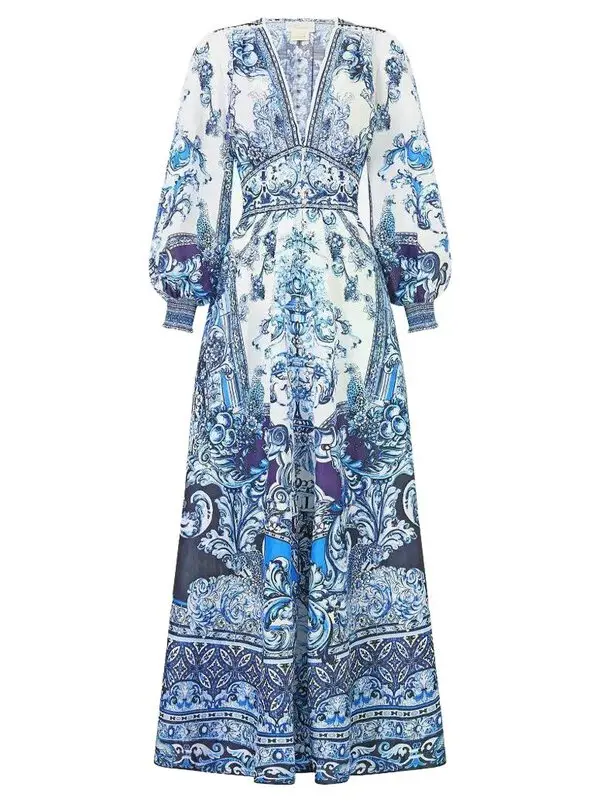Camilla V-neck Maxi Dress - Blue
