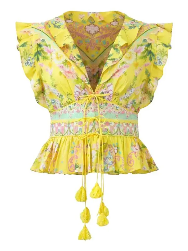 Camilla Lady Limonada Floral Print Blouse - Yellow