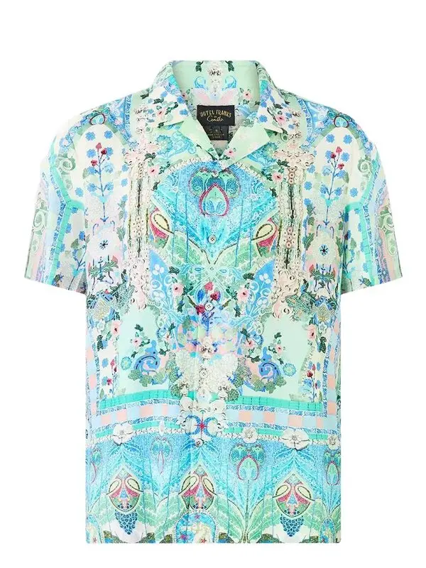 Camilla Camp Short-sleeve Collared Shirt - Blue