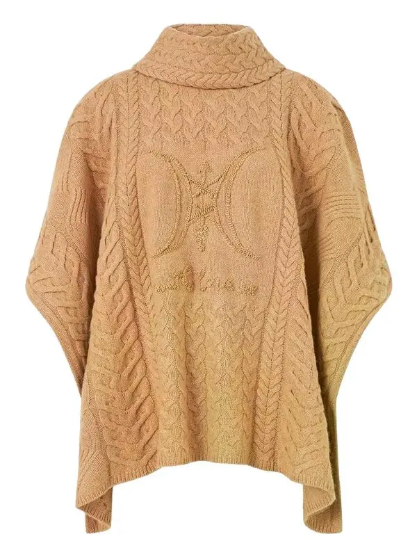Camilla Funnel-neck Knit Poncho - Brown