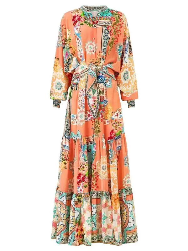 Camilla Waist-tie Maxi Dress - Orange