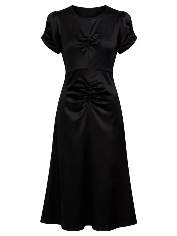 N°21 Ruching Short-sleeve Midi Dress - Black