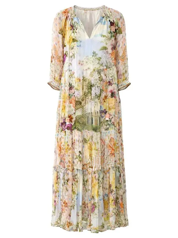 Camilla Gathered Panel Dress - Neutrals
