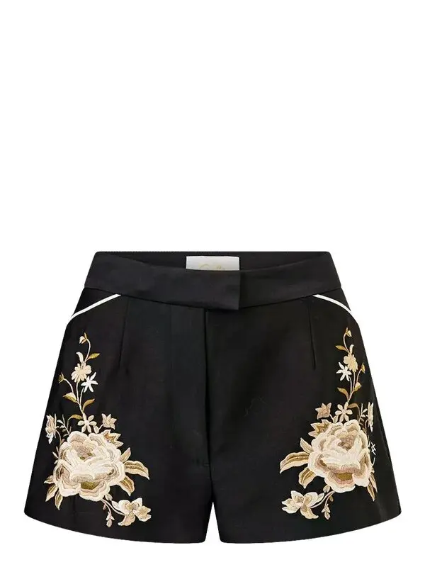 Camilla Embroidered Mini Shorts - Black