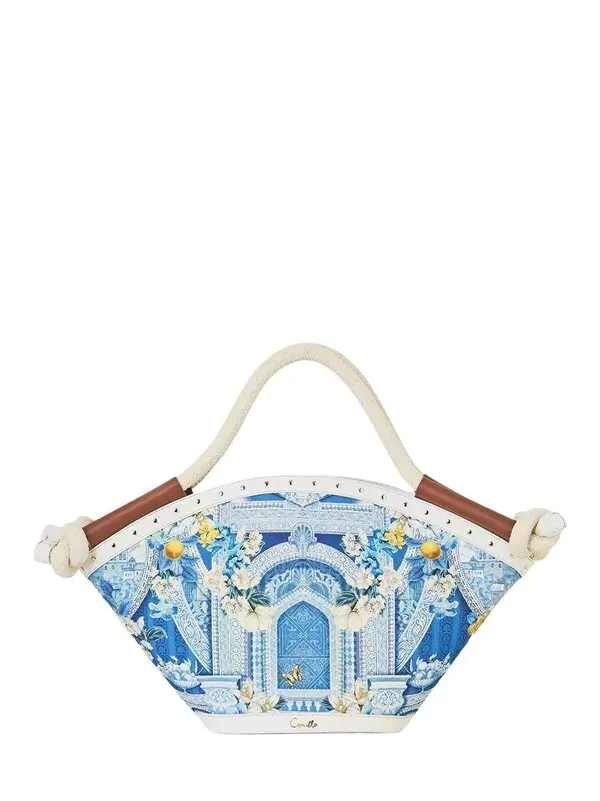 Camilla De Nada Granada Floral-print Knot Tote - Blue