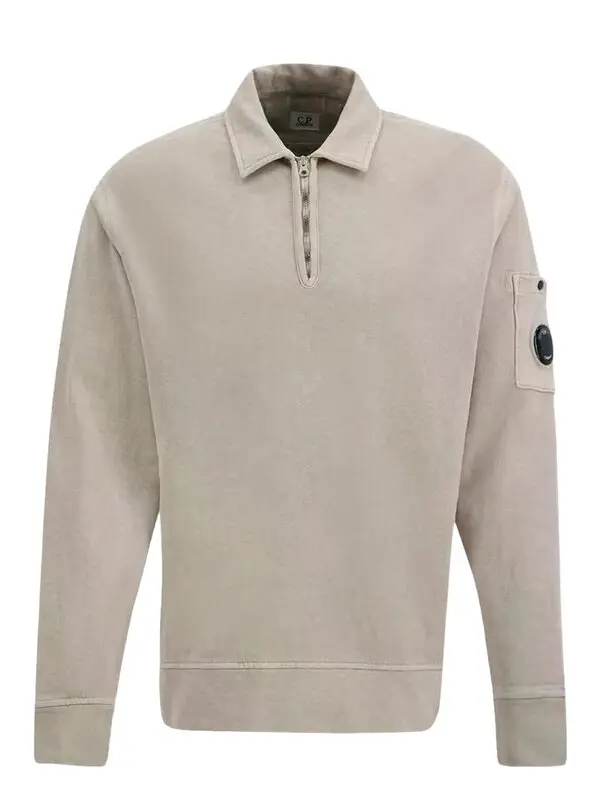 C.P. COMPANY Sleeve-pocket Zipped Polo Shirt - Neutrals