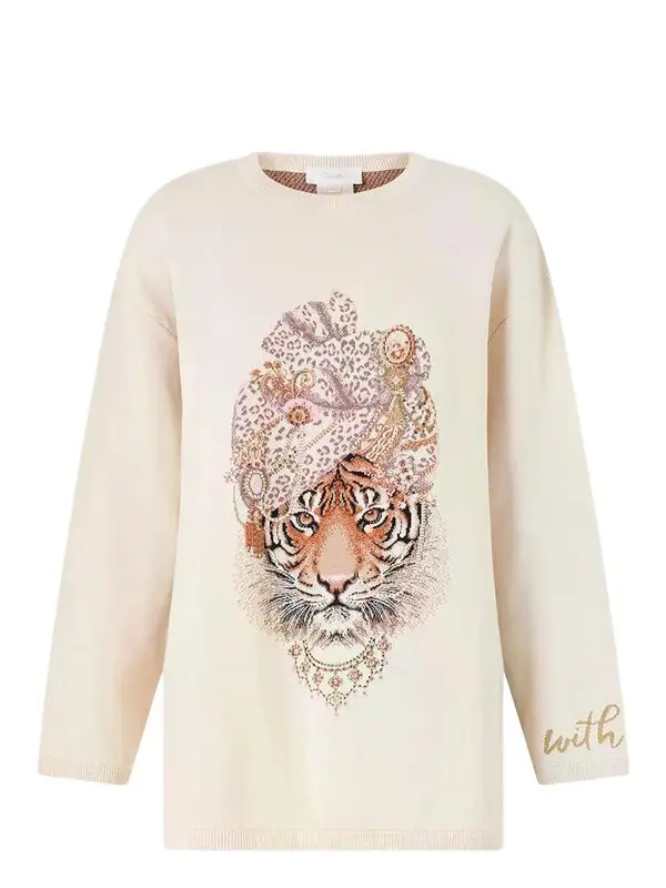 Camilla Tiger-graphic Sweater - Neutrals
