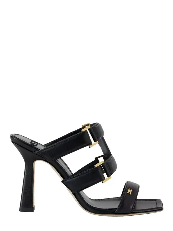 Elisabetta Franchi Nappa Leather Heeled Sandals With Gold-tone Hardware - Black