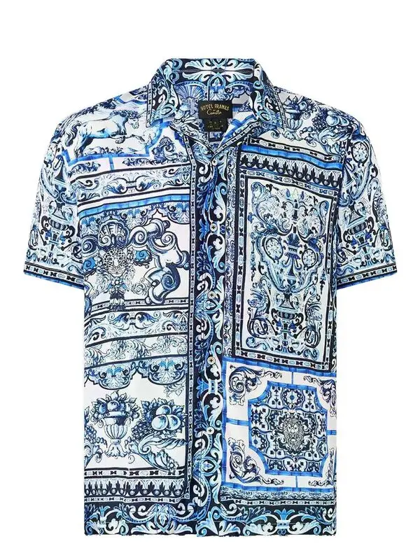 Camilla Camp Collared Short-sleeve Shirt - Blue