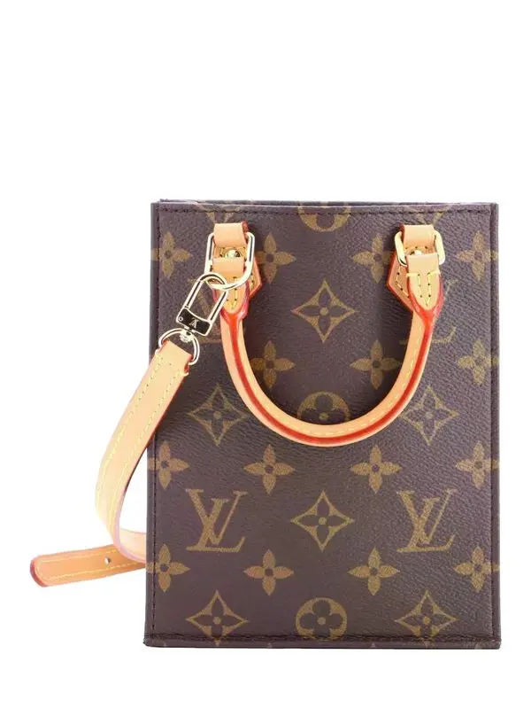 LOUIS VUITTON Petit Sac Plat Monogram Canvas Crossbody Bag - Brown