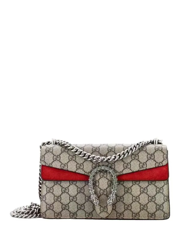 Gucci Dionysus Small Shoulder Bag Gg Coated Canvas With Crystal Embellishments - Brown