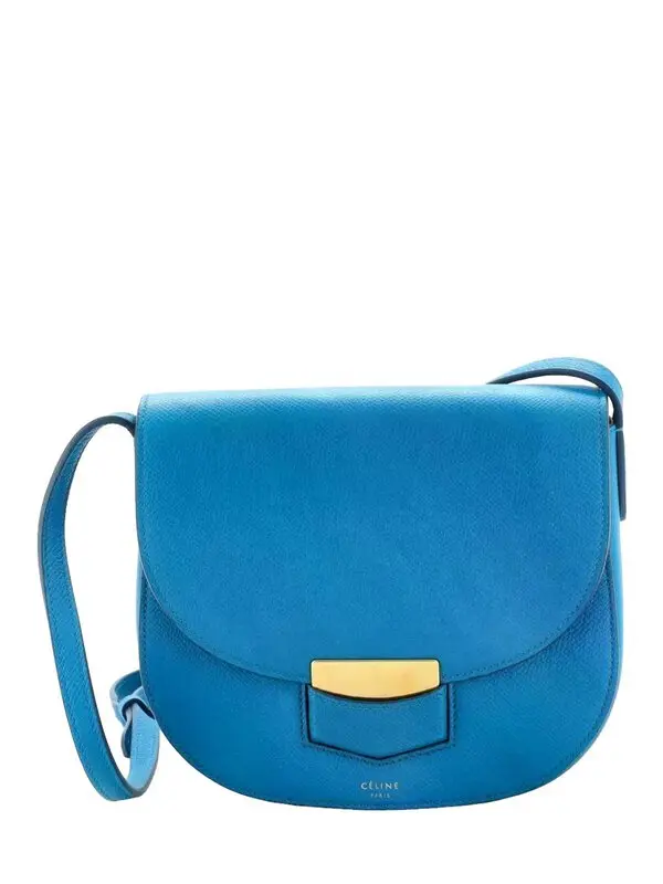 Celine Trotteur Grainy Leather Small Crossbody Bag - Blue