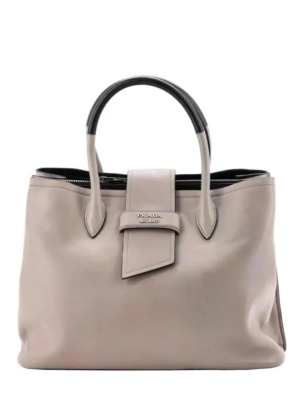 Prada Ribbon City Calfskin Medium Tote Bag - Neutrals
