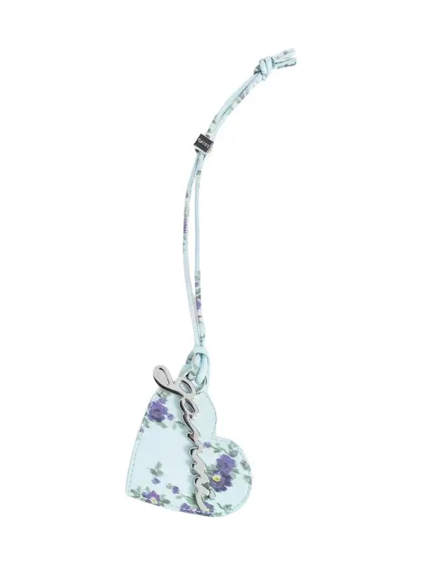 GANNI Floral-print Heart-shaped Mirror Charm - Blue