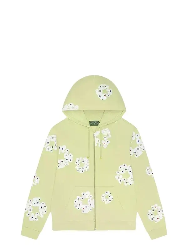 DENIM TEARS Wreath Rhinestone Zip-up Hoodie - Green