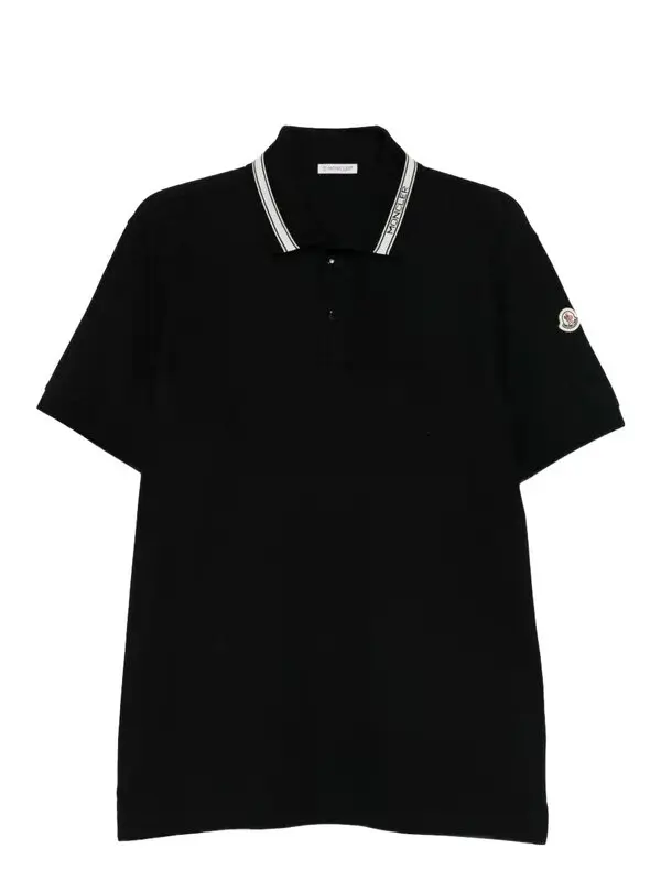 Moncler Logo Collar Polo Shirt - Black