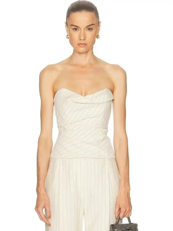 THE SEI Cowl Bustier - Cream Stripe
