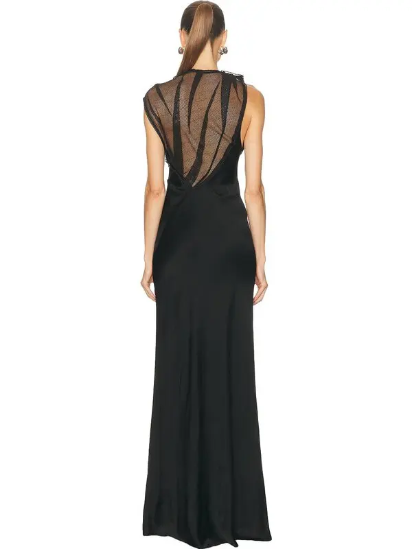 Victoria Beckham Mesh Detail Gown - Black