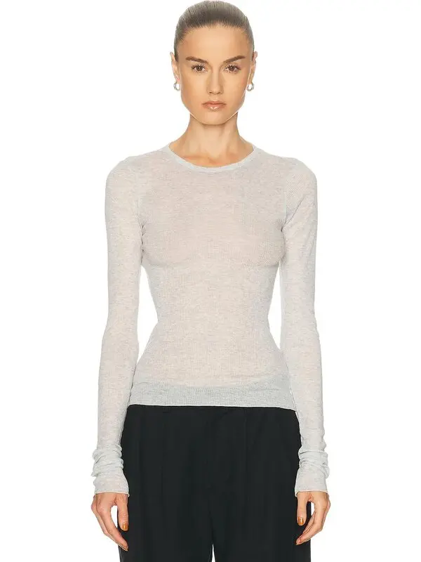 SKIMS Sheer Cotton Long Sleeve Tee - Light Heather Grey