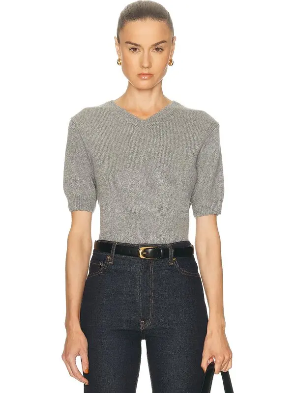 Khaite Jas Cropped Cashmere Sweater - Fog