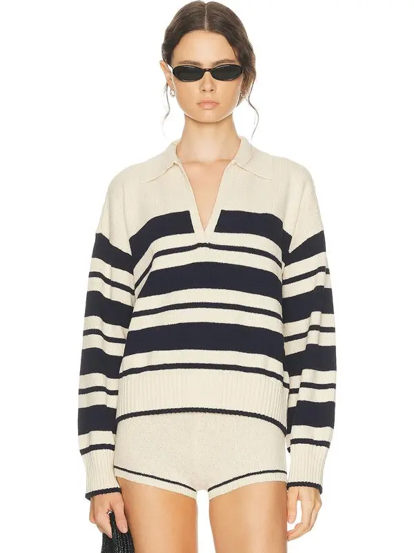Lpa Rindie Stripe Sweater - Cream And Navy