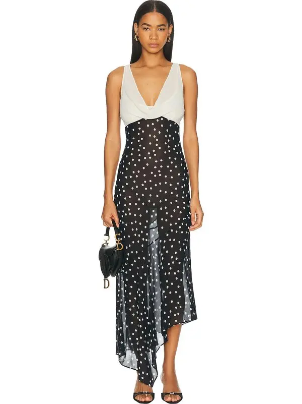 Lpa Dorothy Maxi Dress - Black And Cream Polka Dot