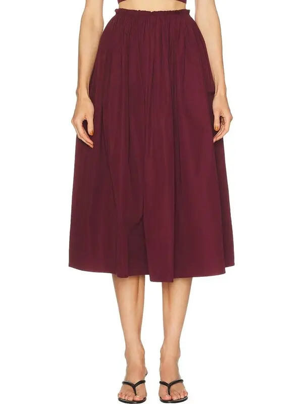 Gabriela Hearst Shiva Pleated Poplin Skirt - Bordeaux