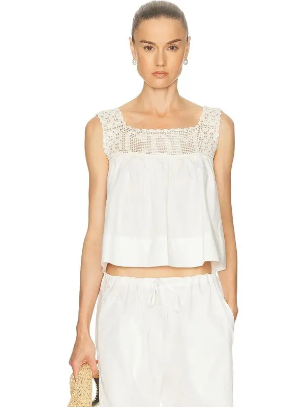 Calle Del Mar Heirloom Poplin Top - Natural