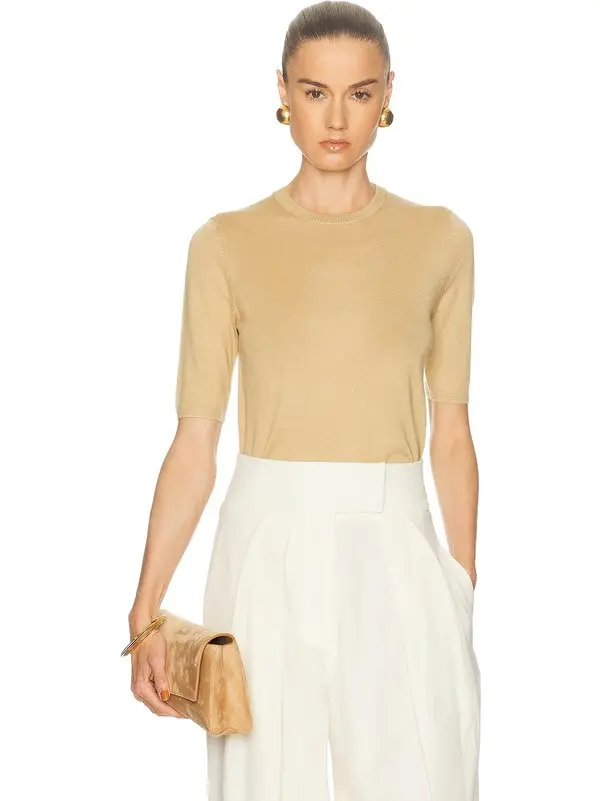 Gabriela Hearst Chryse Short Sleeve Top - Hay