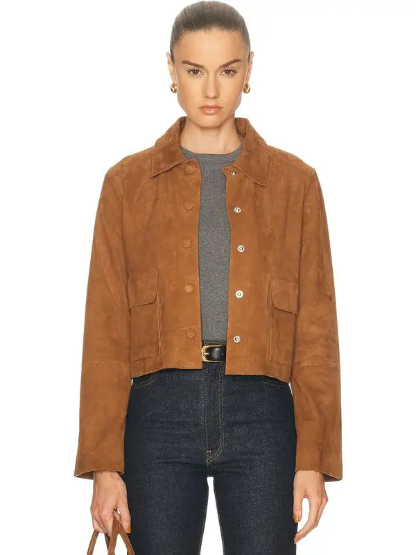 BY MALENE BIRGER Annie Cropped Suede Jacket - Rusty Sand