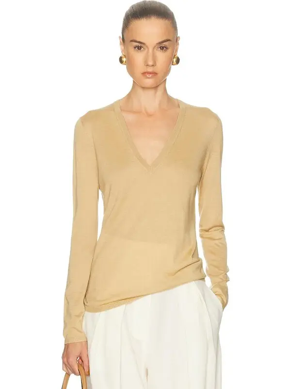Gabriela Hearst Clementia V-neck Top - Hay