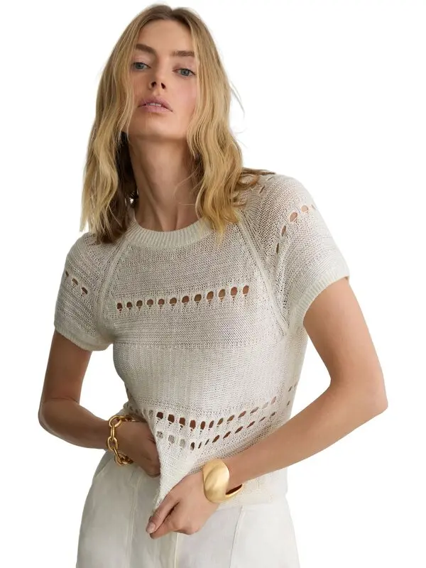 REISS Textured-knit Top - White