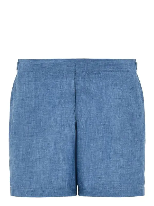 Canali Swim Shorts With Logoed Buckles - Blue