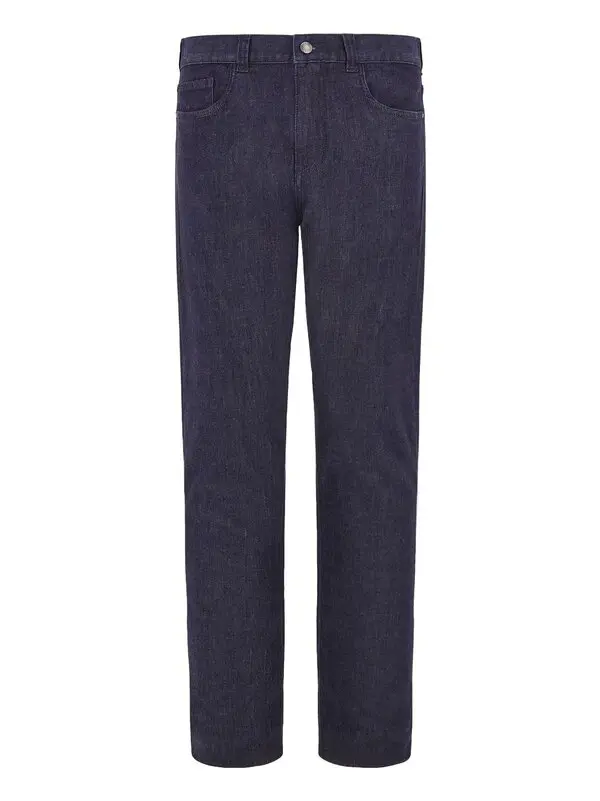 Canali Regular Fit Cotton And Silk Blend Five Pocket Pants - Blue