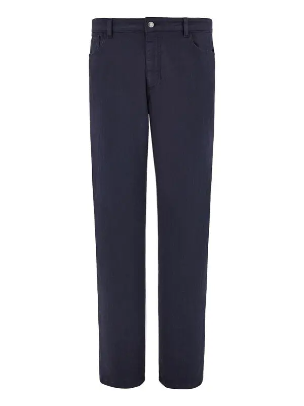 Canali Regular Fit Five Pocket Denim Pants - Blue