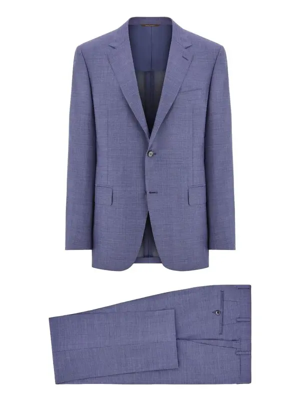 Canali Denim-effect Wool Regular-fit Suit - Light Blue