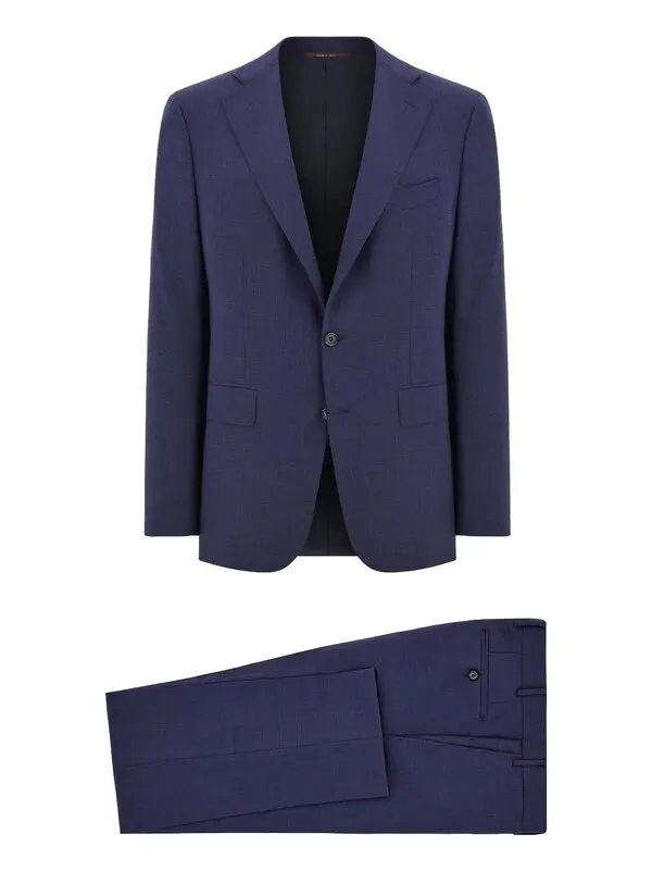 Canali Pure Wool Modern-fit Suit With Micro-design - Blue