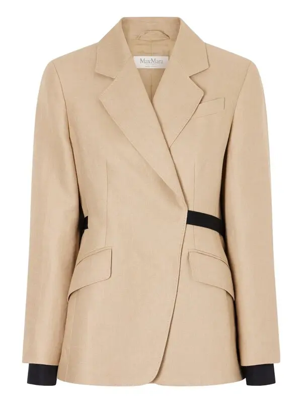 Max Mara Belted Linen 'fonda' Blazer - Neutrals