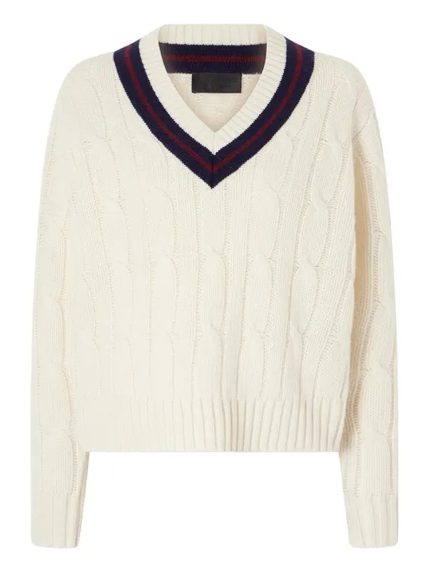 NILI LOTAN Fabiana Striped Cable-knit Wool Sweater - Ivory