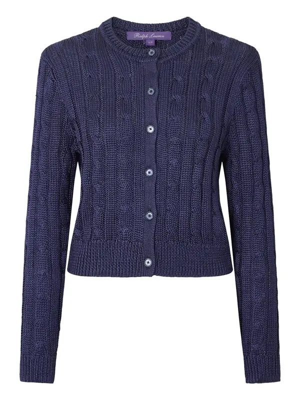 Ralph Lauren Cable-knit Silk Cardigan - Blue