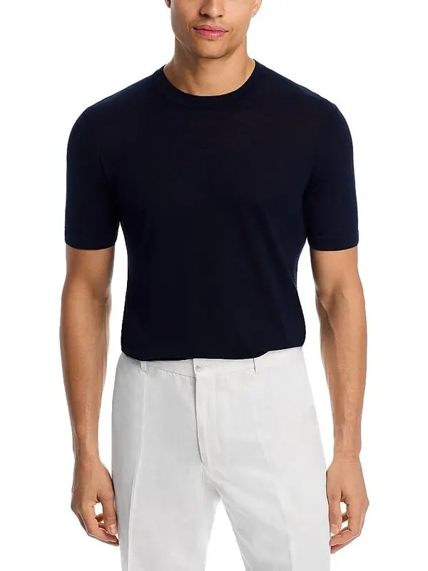 JACK VICTOR Wellington Crewneck Knit T-shirt - Midnight