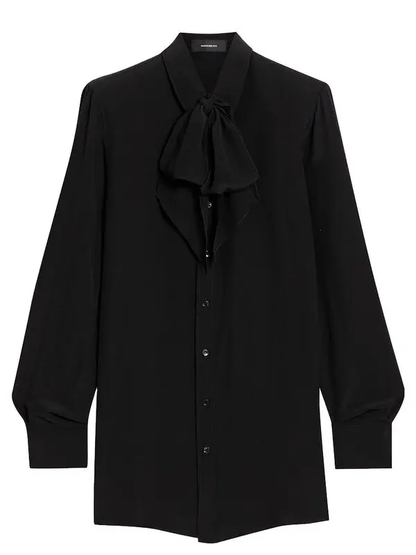 Wardrobe.NYC Pussy-bow Mini Shirt Dress - Black