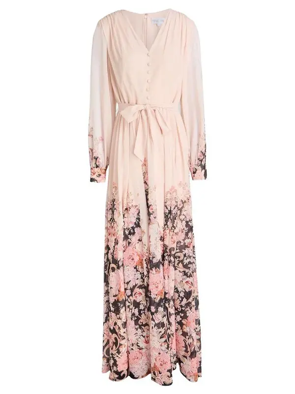 MIKAEL AGHAL Floral-print Crepe De Chine Maxi Dress - Blush