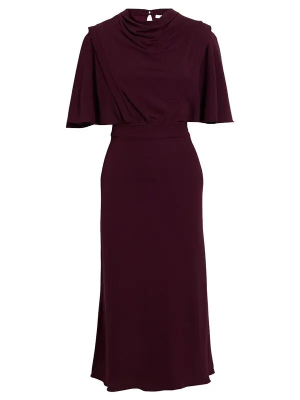 Safiyaa Layered Crepe Midi Dress - Merlot